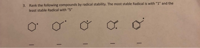 Solved Rank the following compounds by radical stability. | Chegg.com