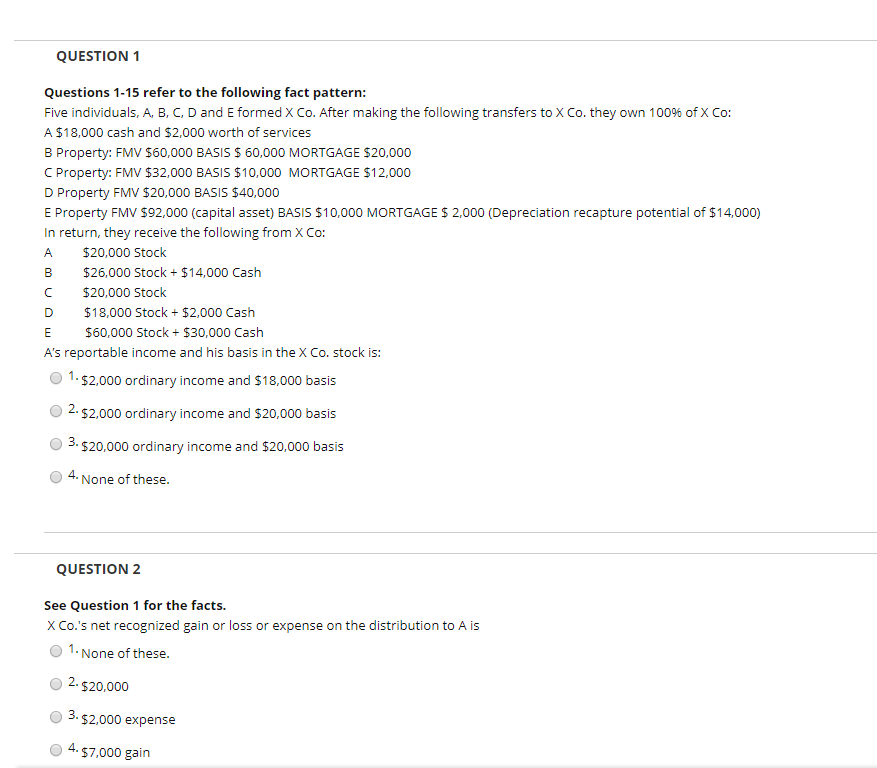 Solved QUESTION1 Questions 1-15 refer to the following fact | Chegg.com