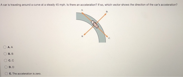 Solved A car is traveling around a curve at a steady 45 mph. | Chegg.com