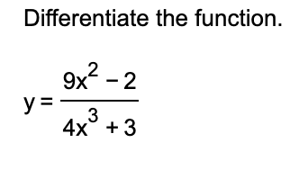 Solved Differentiate the function. y=4x3+39x2−2 | Chegg.com
