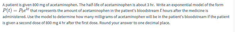 Solved A patient is given 800 mg of acetaminophen. The | Chegg.com