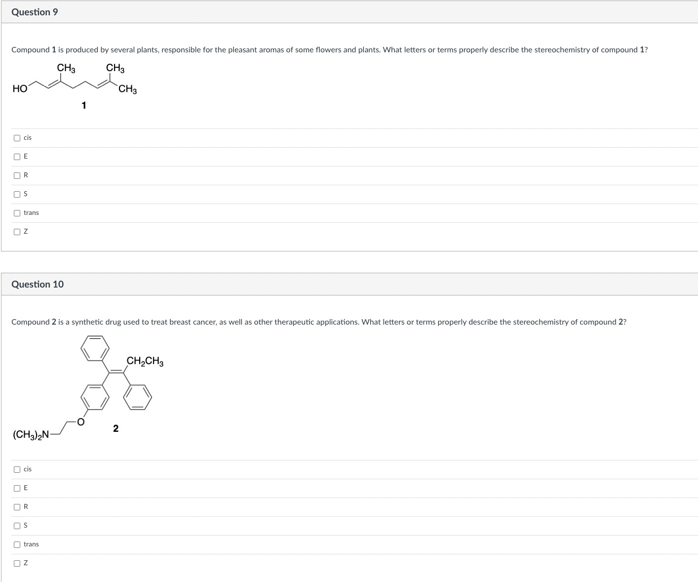 Solved cis E R S trans Z Question 10 cis E R S trans | Chegg.com