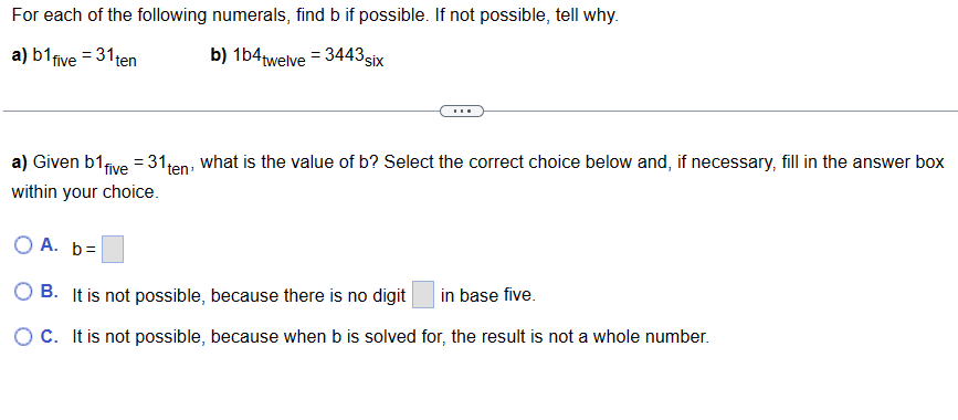 Solved For each of the following numerals, find b if | Chegg.com