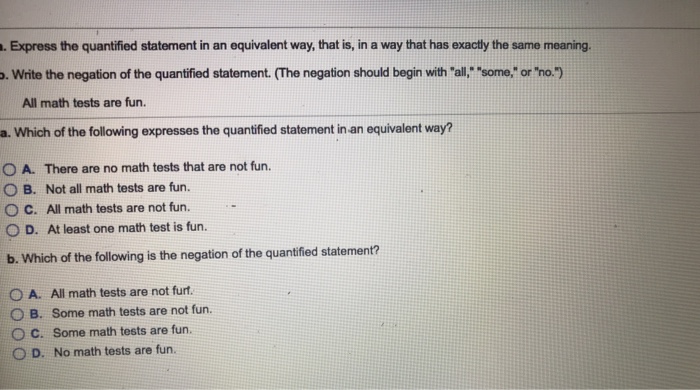 Solved . Express the quantified statement in an equivalent | Chegg.com