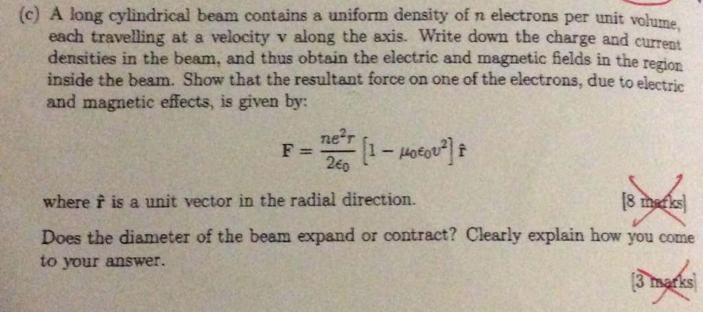 Solved (c) A long cylindrical beam contains a uniform | Chegg.com