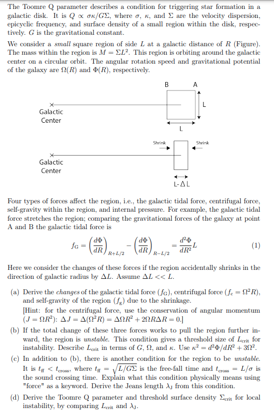 Solved The Toomre Q parameter describes a condition for | Chegg.com