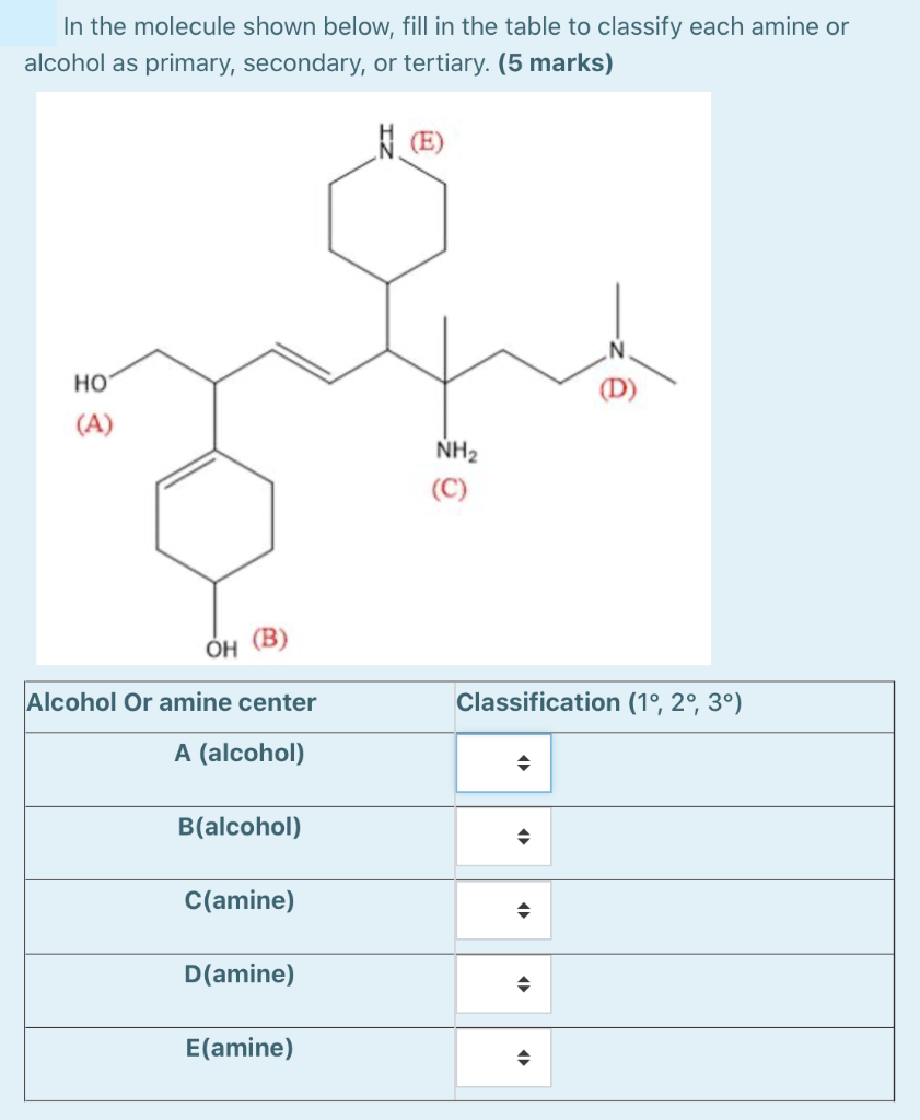 Solved In the molecule shown below, fill in the table to | Chegg.com