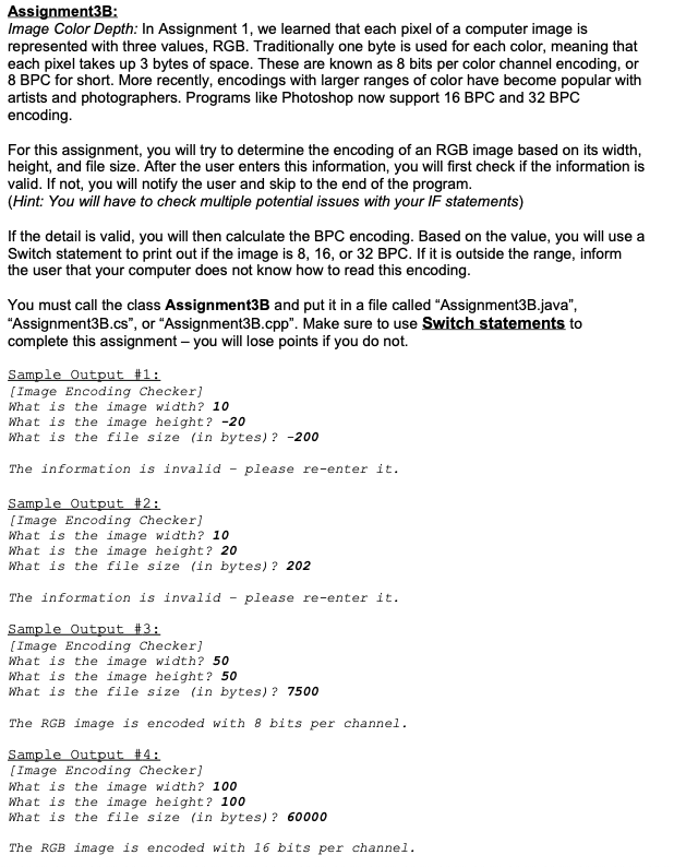 Solved Assignment3B: Image Color Depth: In Assignment 1, we | Chegg.com