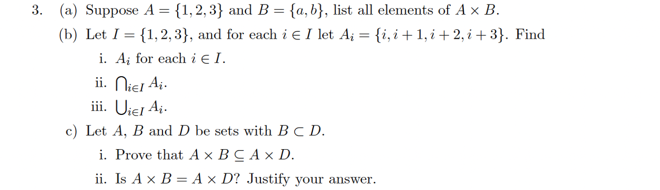 Solved (a) Suppose A={1,2,3} and B={a,b}, list all elements | Chegg.com