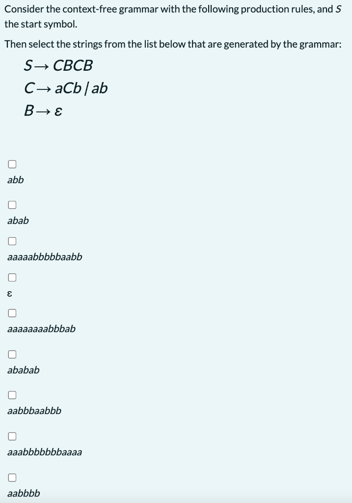 Solved Consider the context-free grammar with the following | Chegg.com