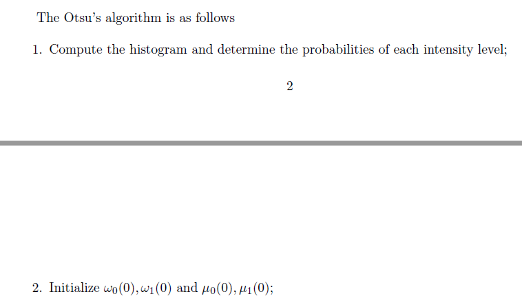Solved Otsu's Method This method assumes that the image | Chegg.com