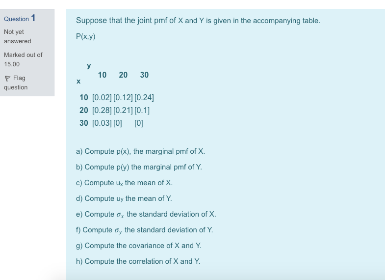 Solved Question 1 Suppose that the joint pmf of X and Y is | Chegg.com
