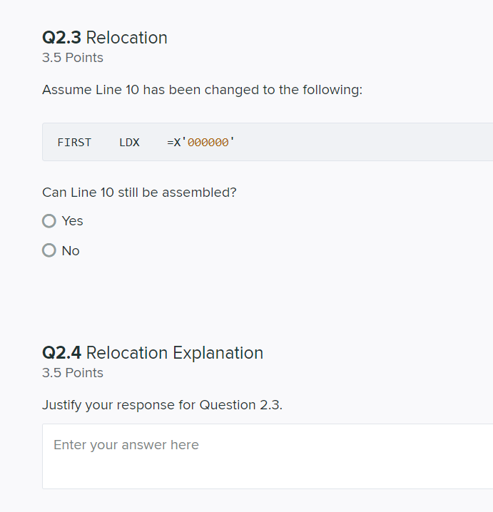 Solved Q2 Modification Record & Program Relocation 17 Points | Chegg.com