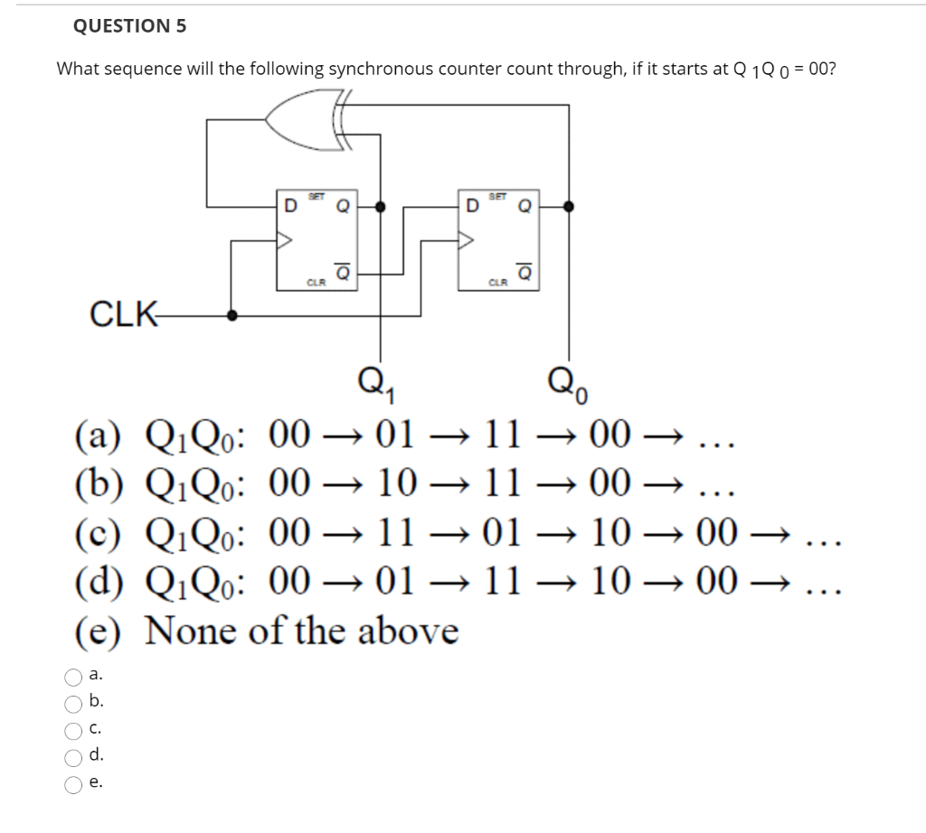 Solved Question 5 What Sequence Will The Following
