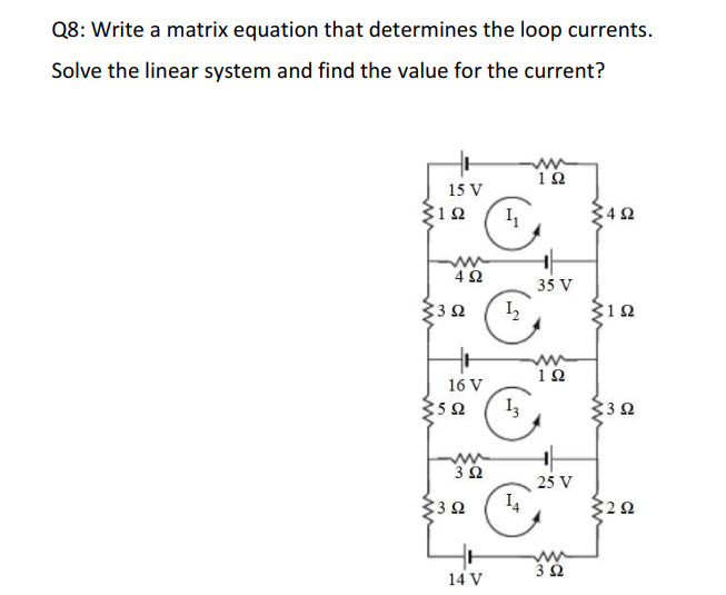 Solved Q8: Write a matrix equation that determines the loop | Chegg.com