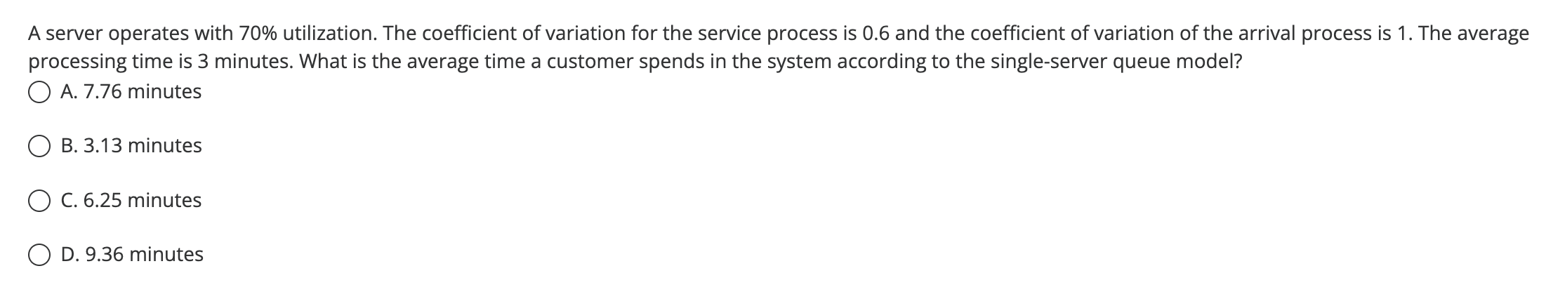 Solved A Server Operates With 70 Utilization The