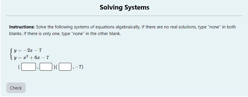 Solved Solve the following systems of equations | Chegg.com