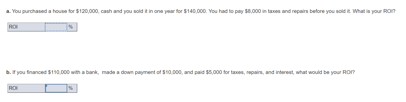 Solved a. You purchased a house for $120,000, cash and you | Chegg.com