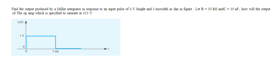 Solved Find the output produced by a Miller integrator in | Chegg.com