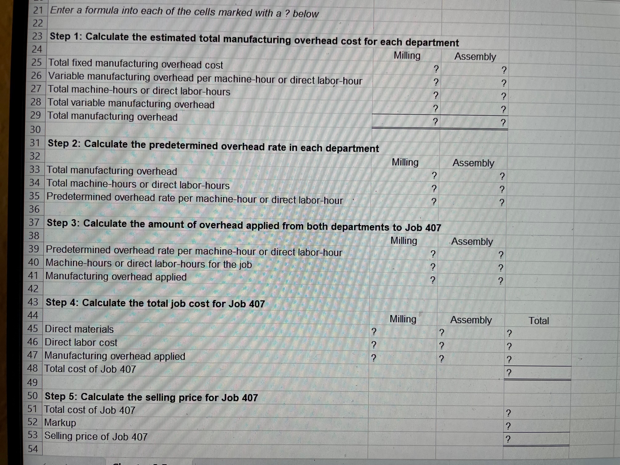 Download the Applying Excel form and enter formulas | Chegg.com