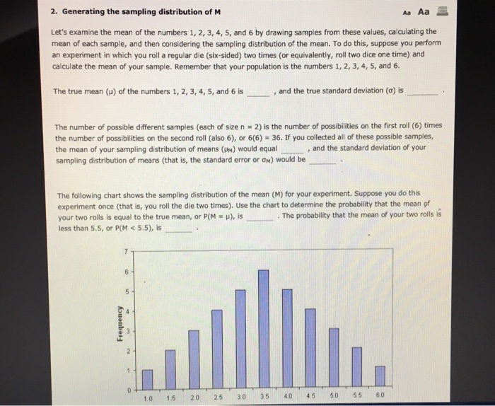 Solved 2. Generating the sampling distribution of M Let's | Chegg.com