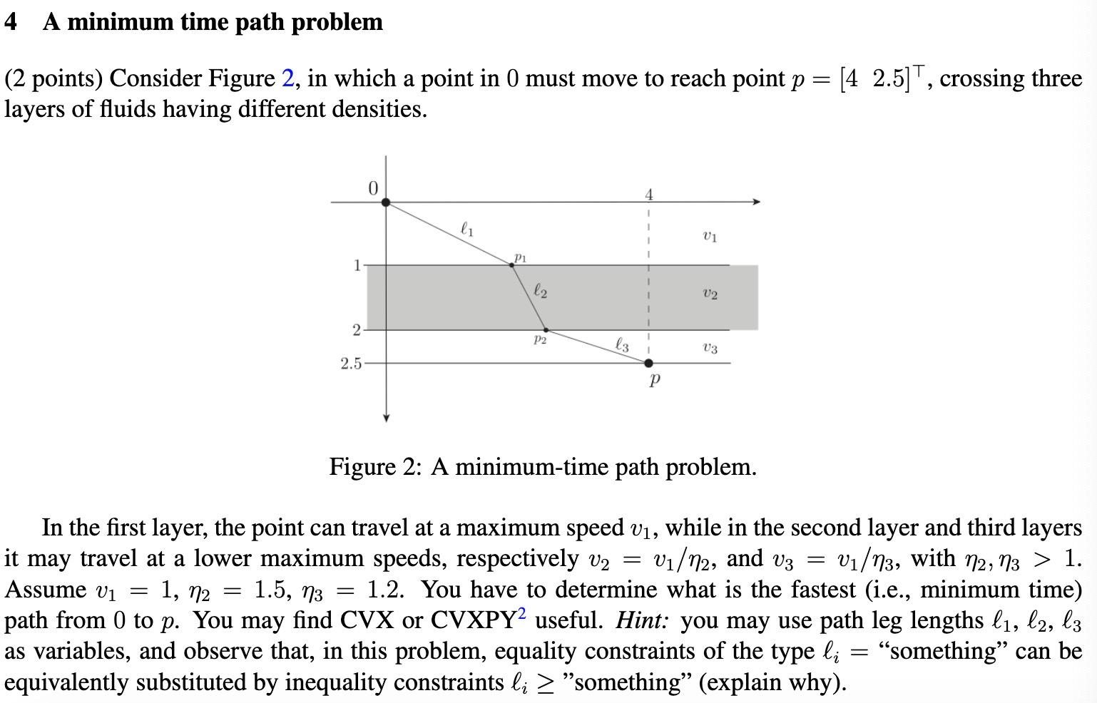 Solved 4 A minimum time path problem [4 2.5] T, crossing | Chegg.com