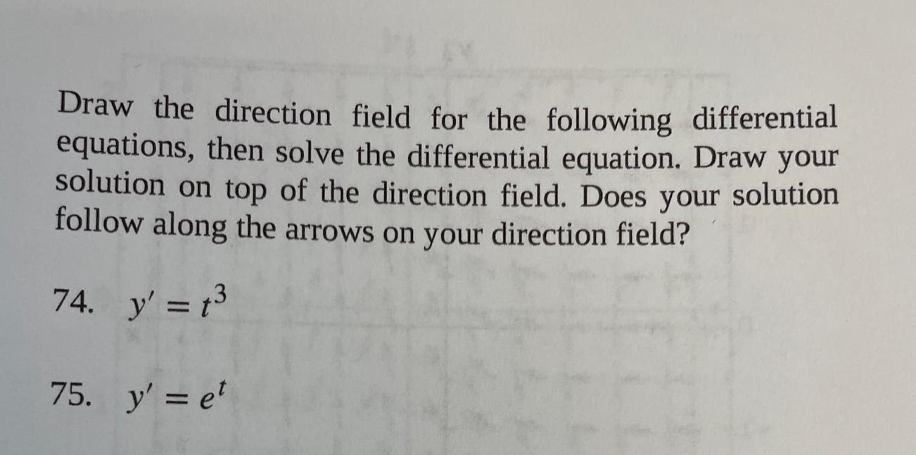 Solved Draw the direction field for the following | Chegg.com