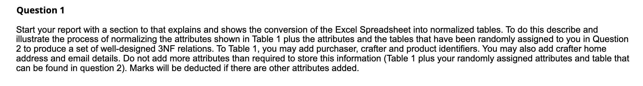 Table 1: Sample data from the Excel spreadsheet. - | Chegg.com