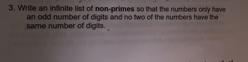 3. Write an infinite list of non-primes so that the | Chegg.com