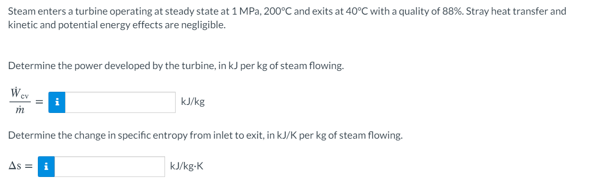 Solved Steam enters a turbine operating at steady state at 1 | Chegg.com