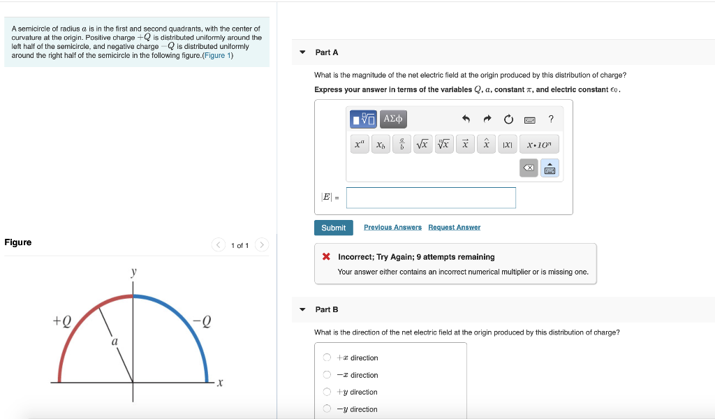 Solved A semicircle of radius a is in the first and second | Chegg.com