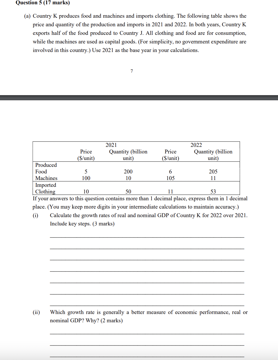 Solved Question s (17 marks) (a) Country K produces food and | Chegg.com