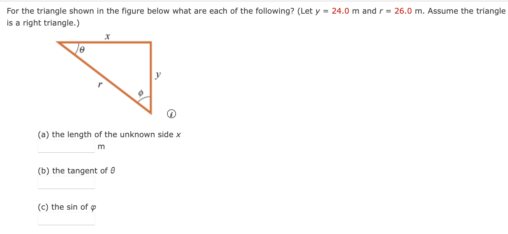 Solved For the triangle shown in the figure below what are | Chegg.com