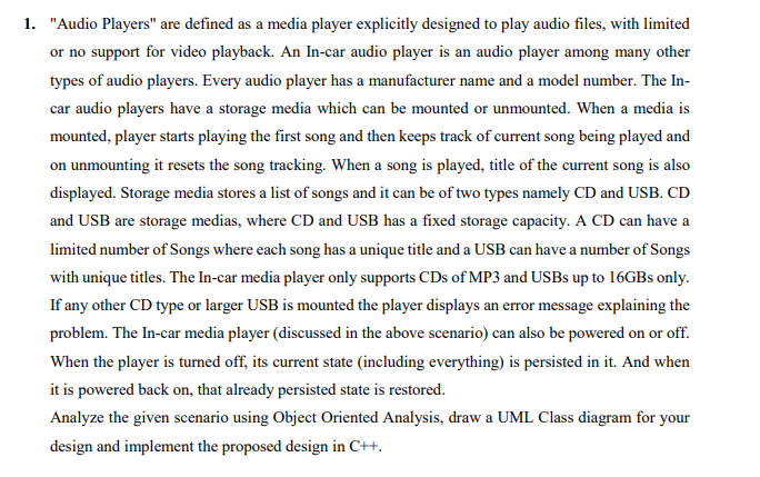 Solved 1. "Audio Players" are defined as a media player | Chegg.com