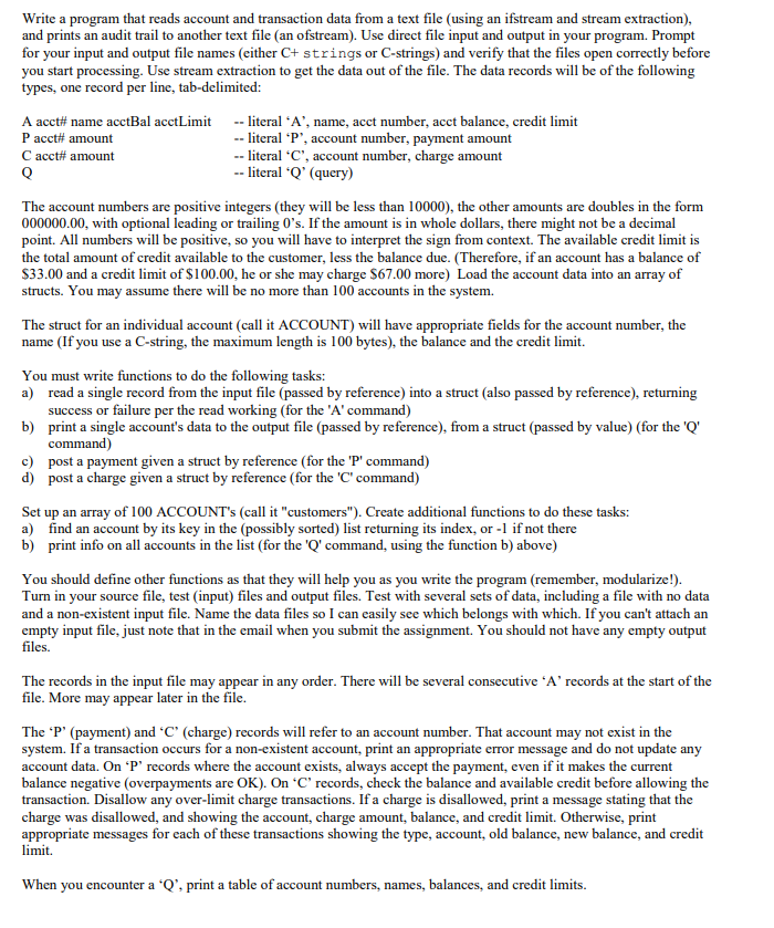 Solved Write A Program That Reads Account And Transaction 2718