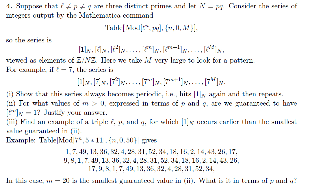 Solved Suppose that l≠p≠q ﻿are three distinct primes and let | Chegg.com