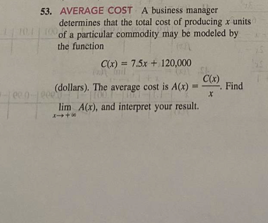 Solved 3. AVERAGE COST A business manager determines that | Chegg.com