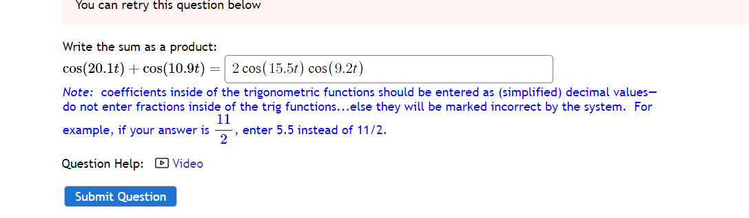 Solved You can retry this question below Write the sum as a | Chegg.com