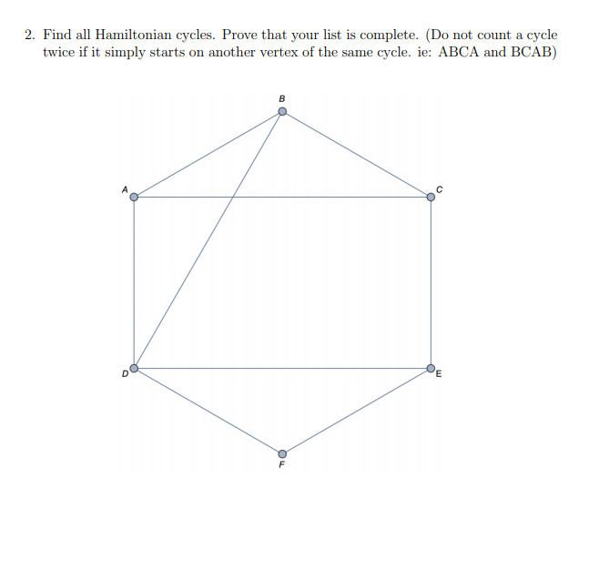 Solved 2. Find all Hamiltonian cycles. Prove that your list | Chegg.com