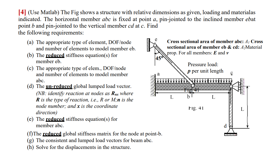 Solved [4] (Use Matlab) The Fig shows a structure with | Chegg.com