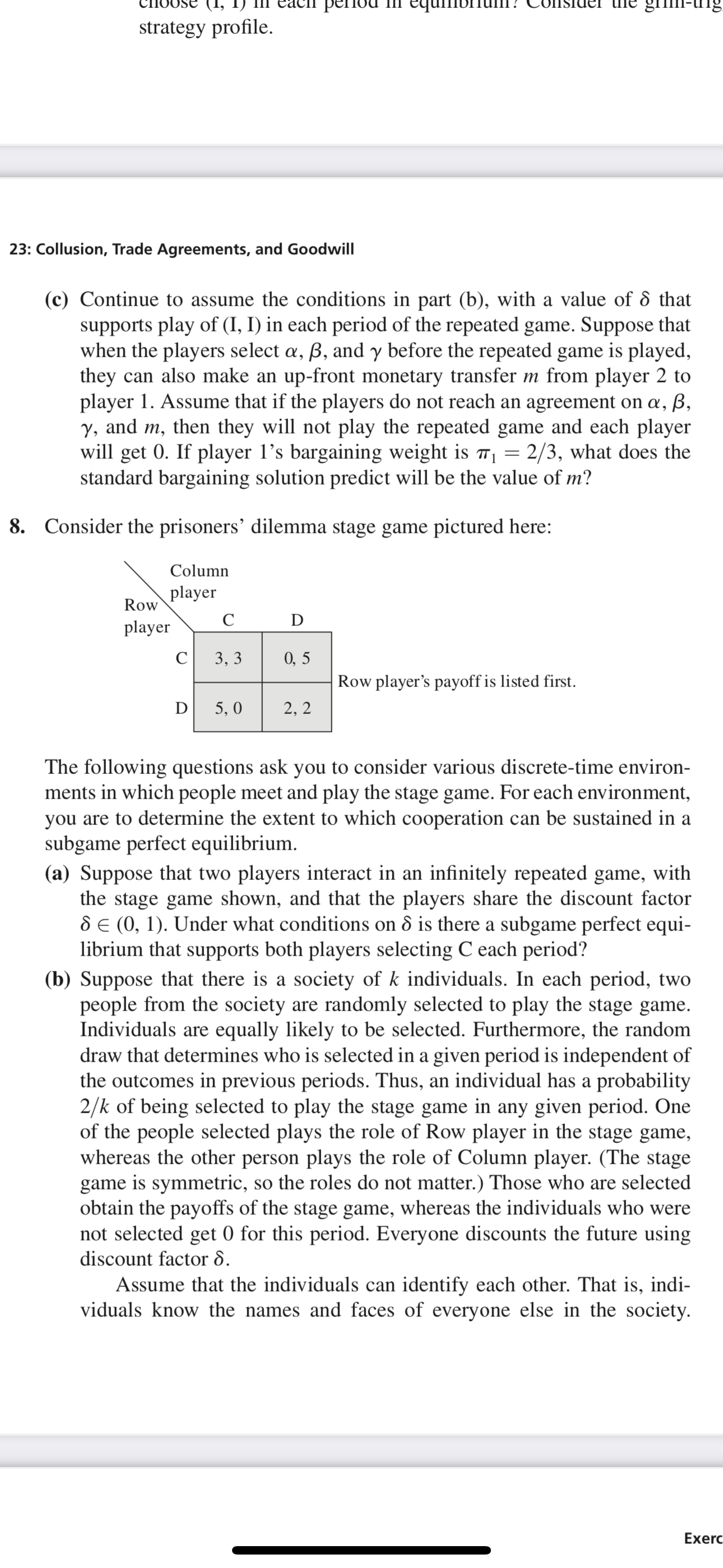 Solved 23: Collusion, Trade Agreements, and Goodwill(c) | Chegg.com