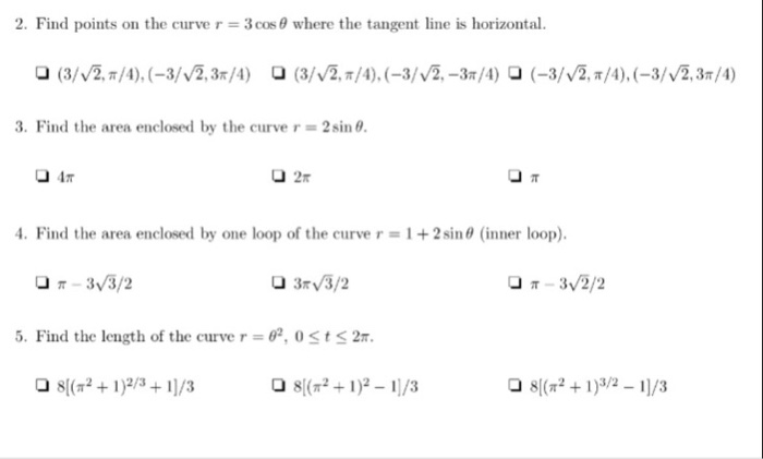 Solved 2. Find points on the curve r = 3 cos θ where the | Chegg.com