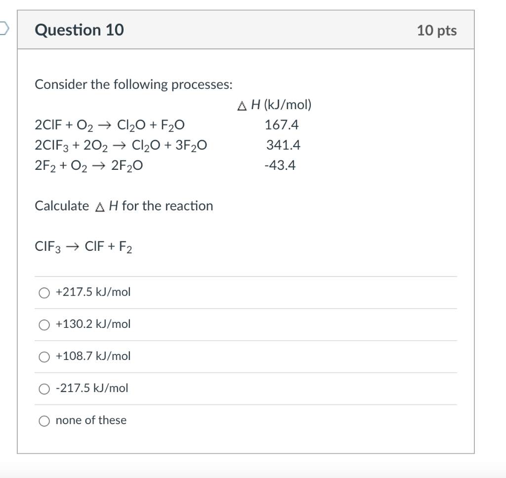 Solved Question 10 Consider the following processes: 2CIF + | Chegg.com