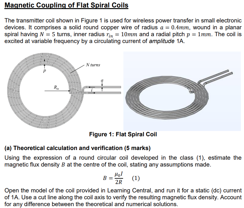 Solved The transmitter coil shown in Figure 1 is used for | Chegg.com