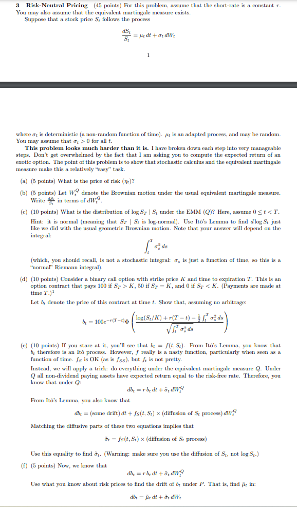 Solved Risk-Neutral Pricing | Chegg.com