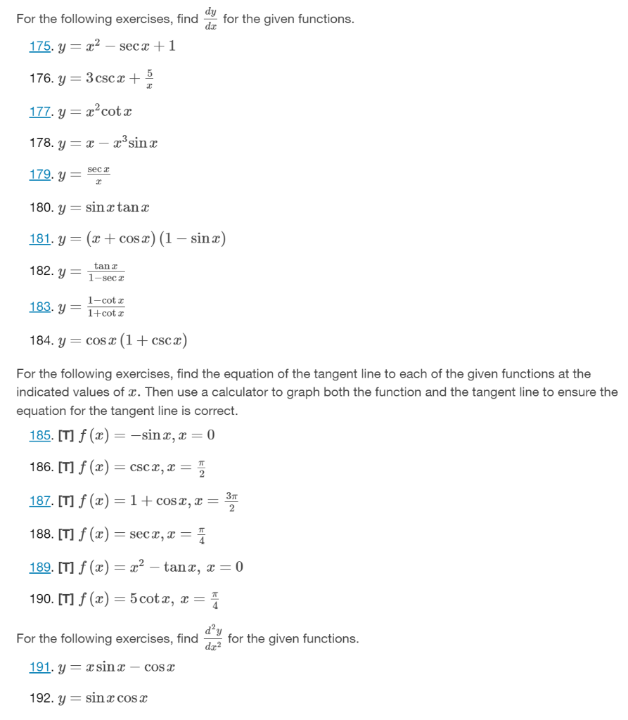 Solved For the following exercises, find dxdy for the given | Chegg.com