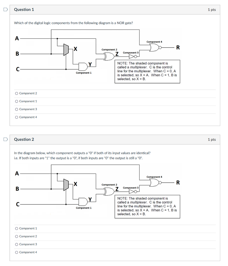 Solved Which of the digital logic components from the | Chegg.com