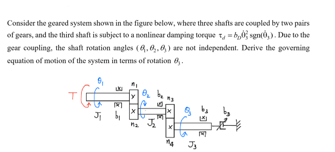 Solved Consider the geared system shown in the figure below, | Chegg.com