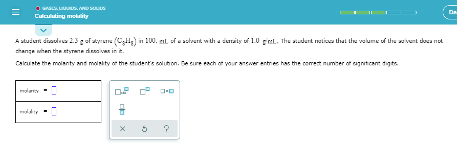 Solved GASES, LIQUIDS, AND SOLIDS Calculating molality Da A | Chegg.com