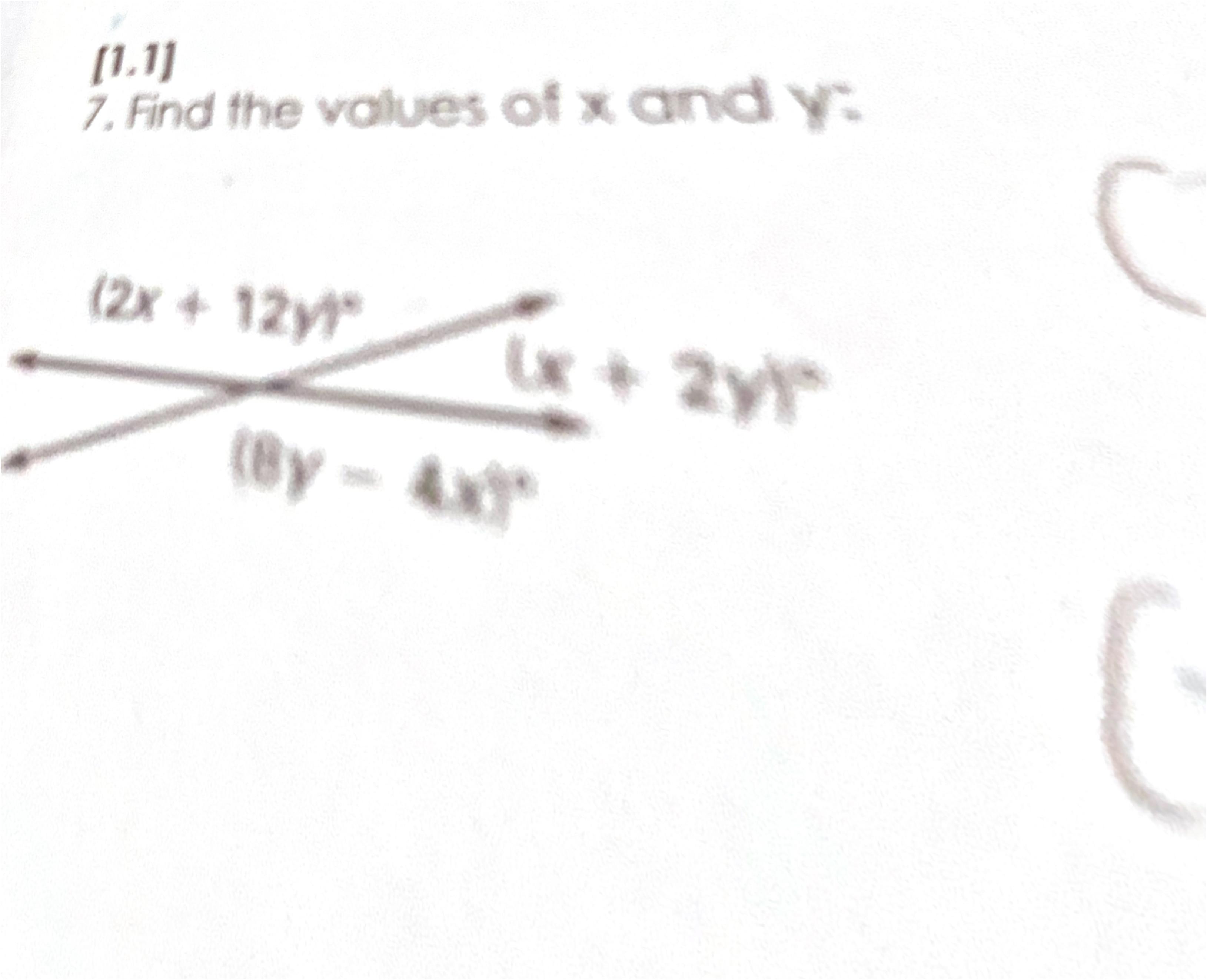 Solved [1.1] 7. Find the values of \\( x \\) and \\( y \\) : | Chegg.com